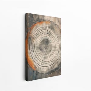 Tree Ring Canvas Painting, Wood Abstract Wall Art, Original Art on ...