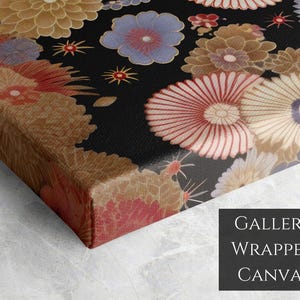 Japanese Canvas Painting, Original Art on Canvas, Kimono Pattern Wall ...