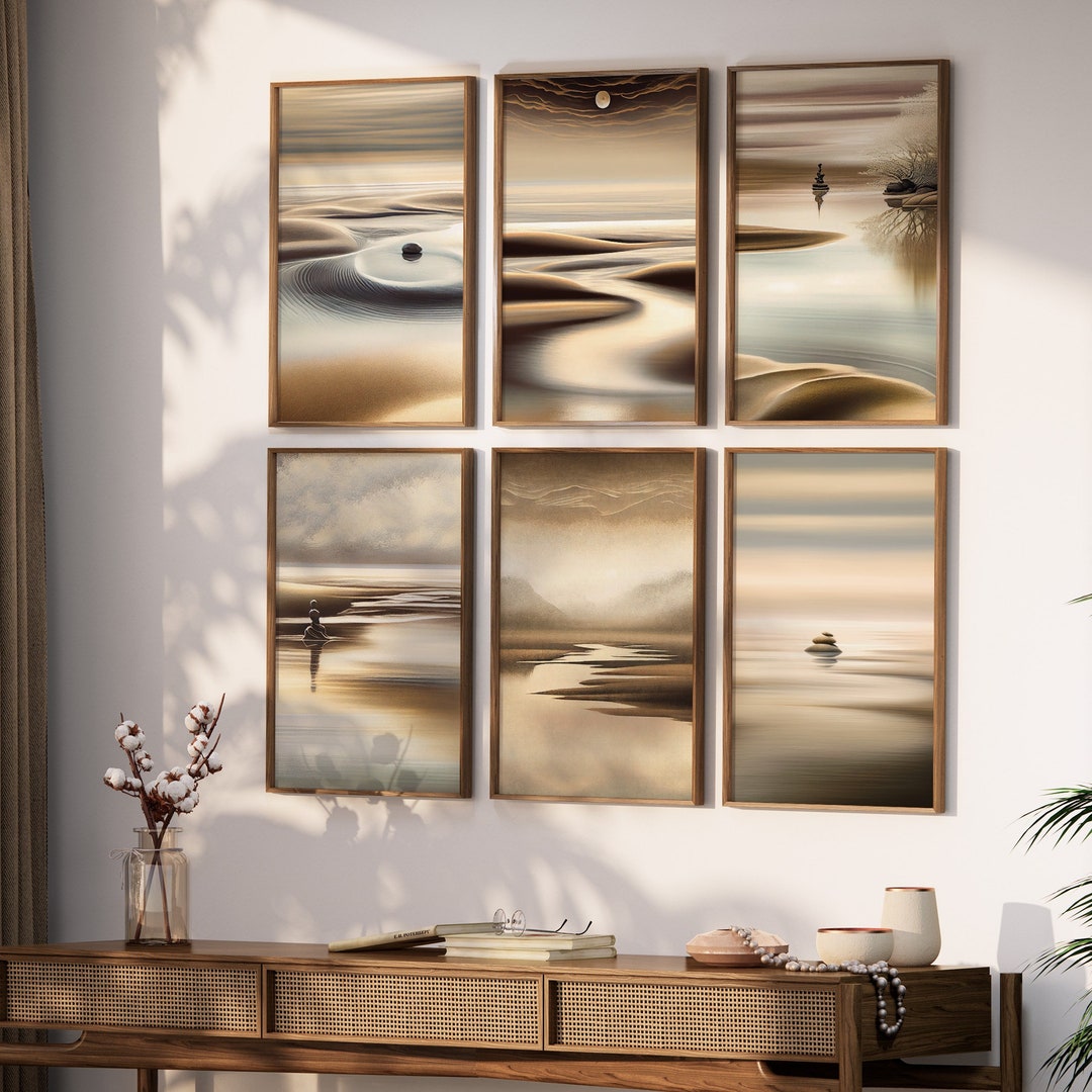Set of 6 Zen Paintings, Zen Wall Art, Minimalist Zen Wall Decor ...