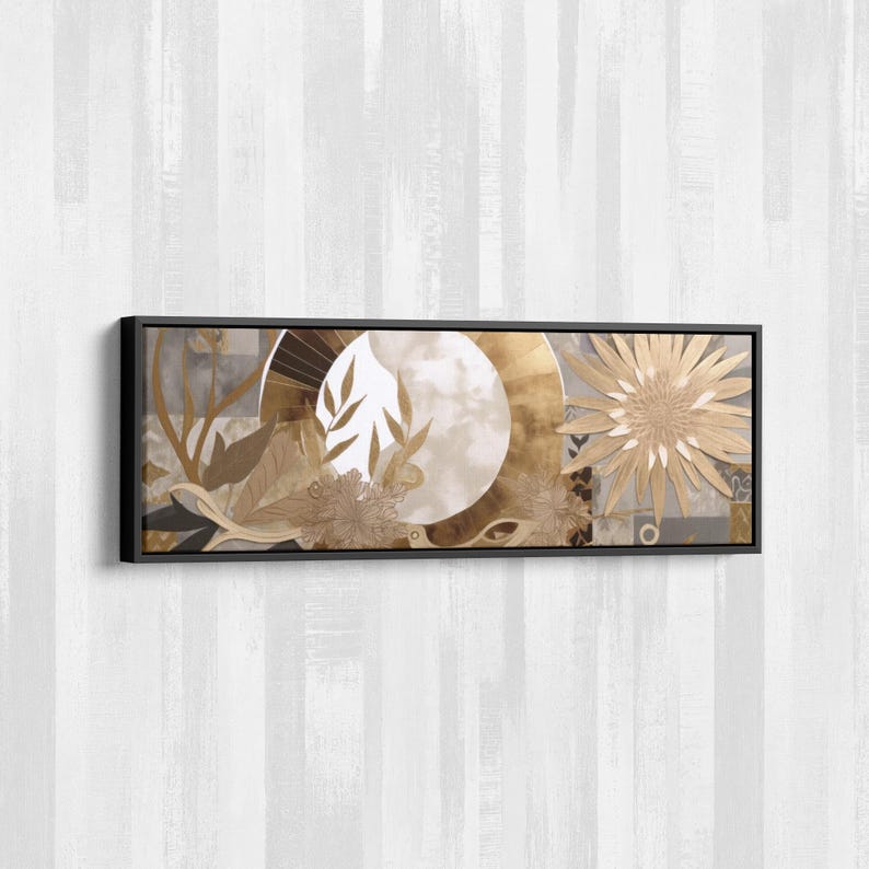 Above Bed Decor Long Horizontal Wall Art, Living Room Framed Canvas ...