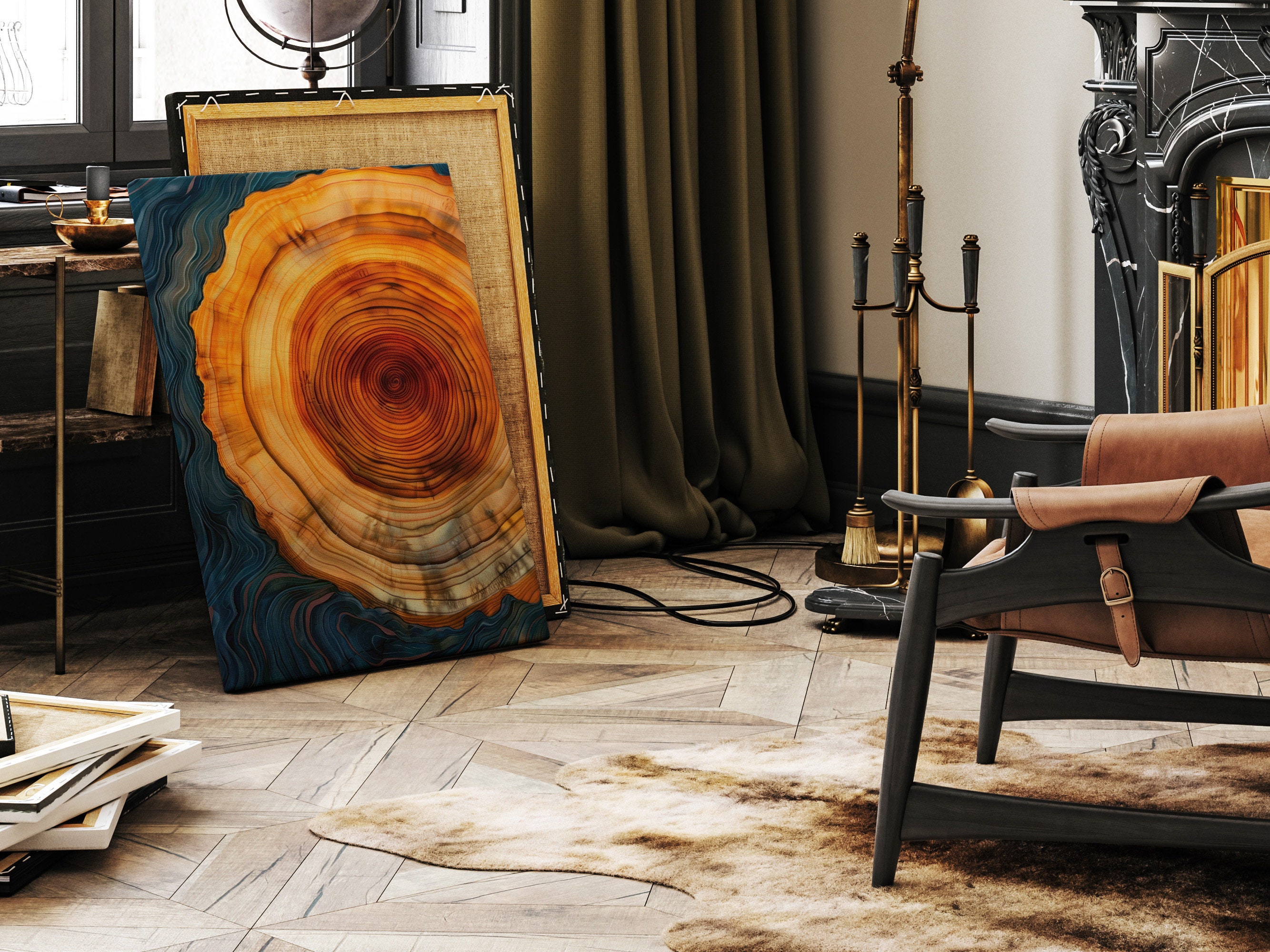 Tree Ring Canvas Painting, Original Art on Canvas, Tree Ring Art ...