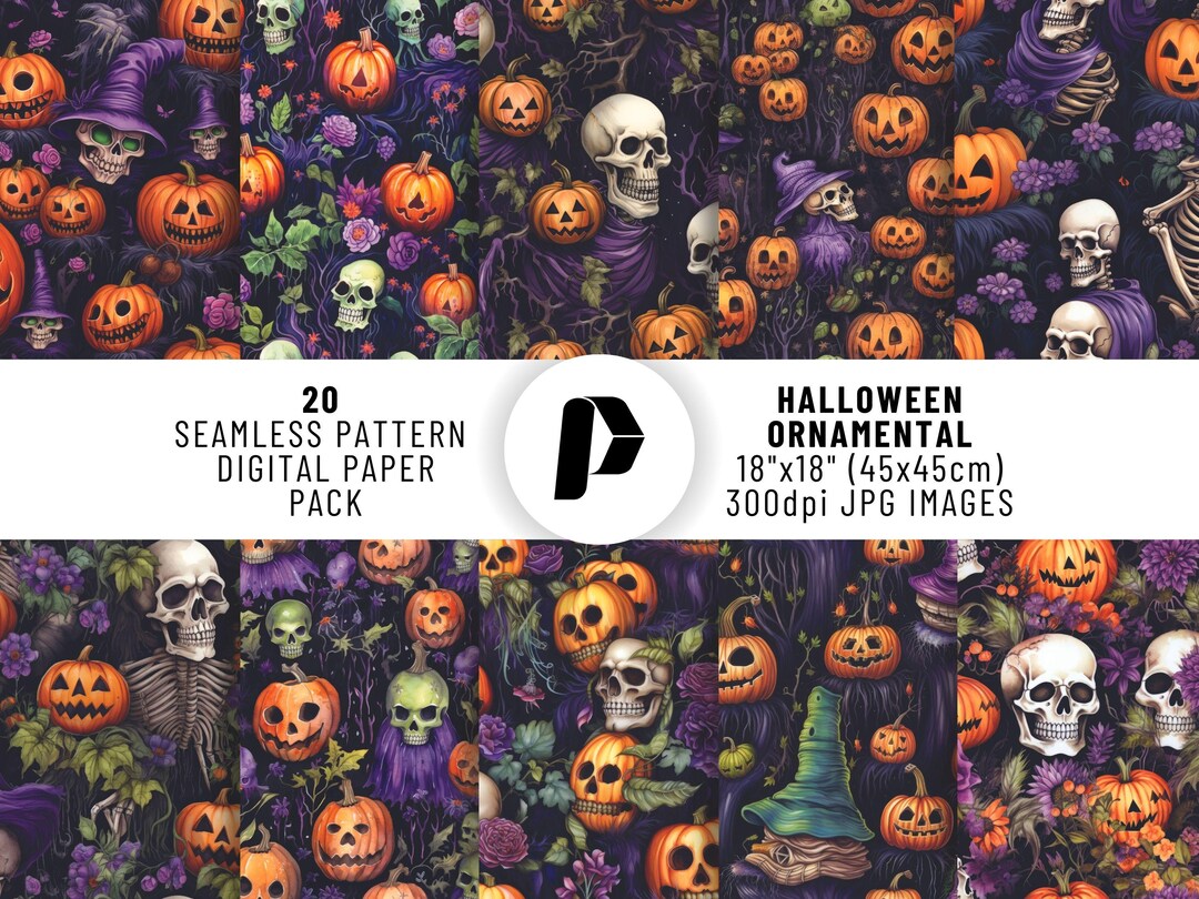 Halloween Digital Paper, Halloween Scrapbook, Halloween Digital Bundle ...