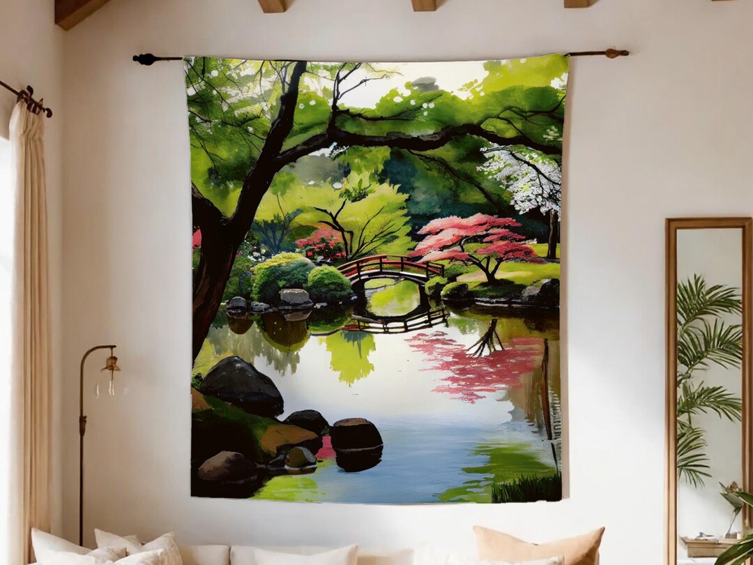 Japanese Zen Tapestry, Original Art on Tapestry, Japanese Garden ...