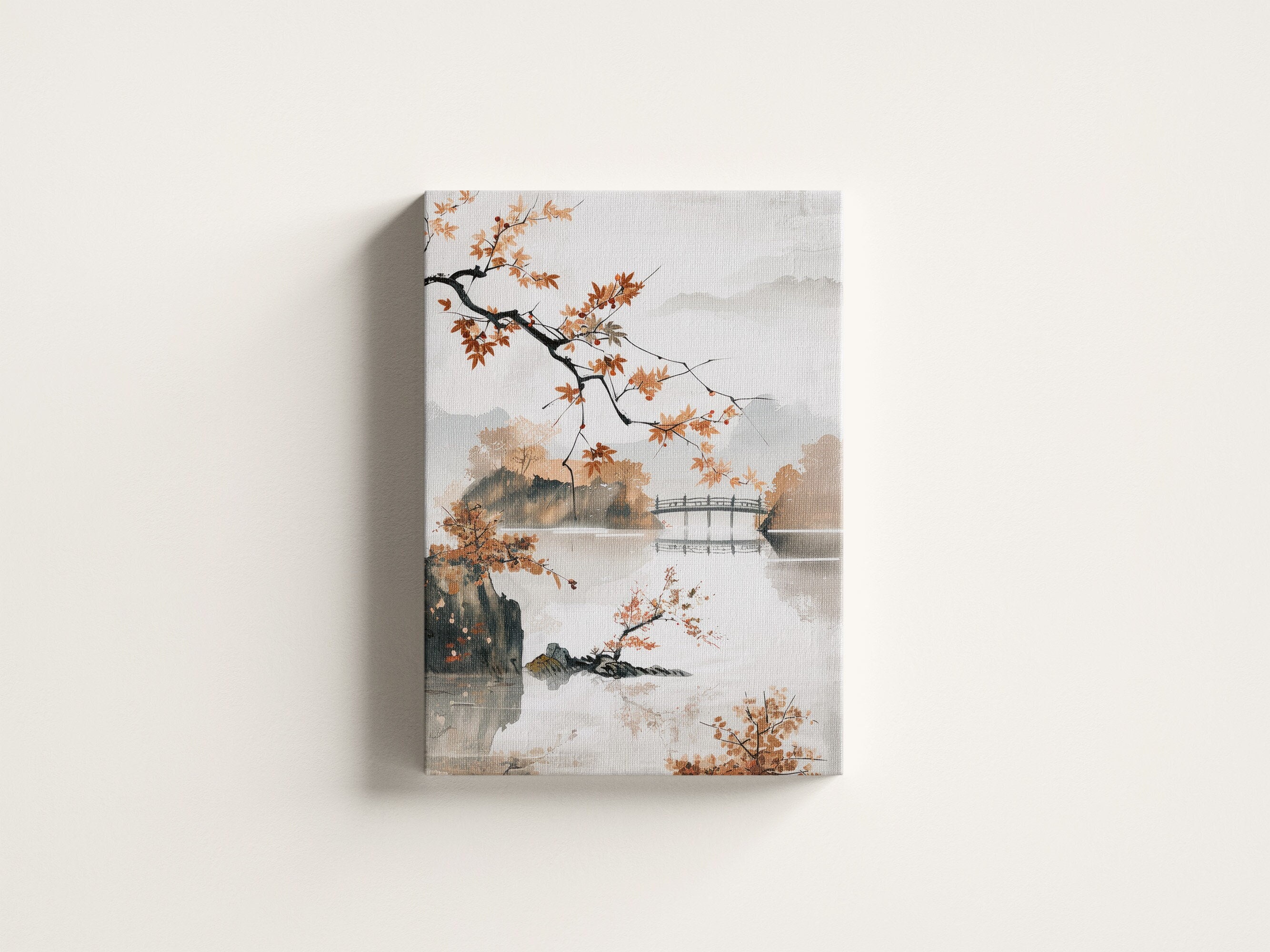 Japanese Canvas Painting, Original Art on Canvas, Japandi Wall Art ...