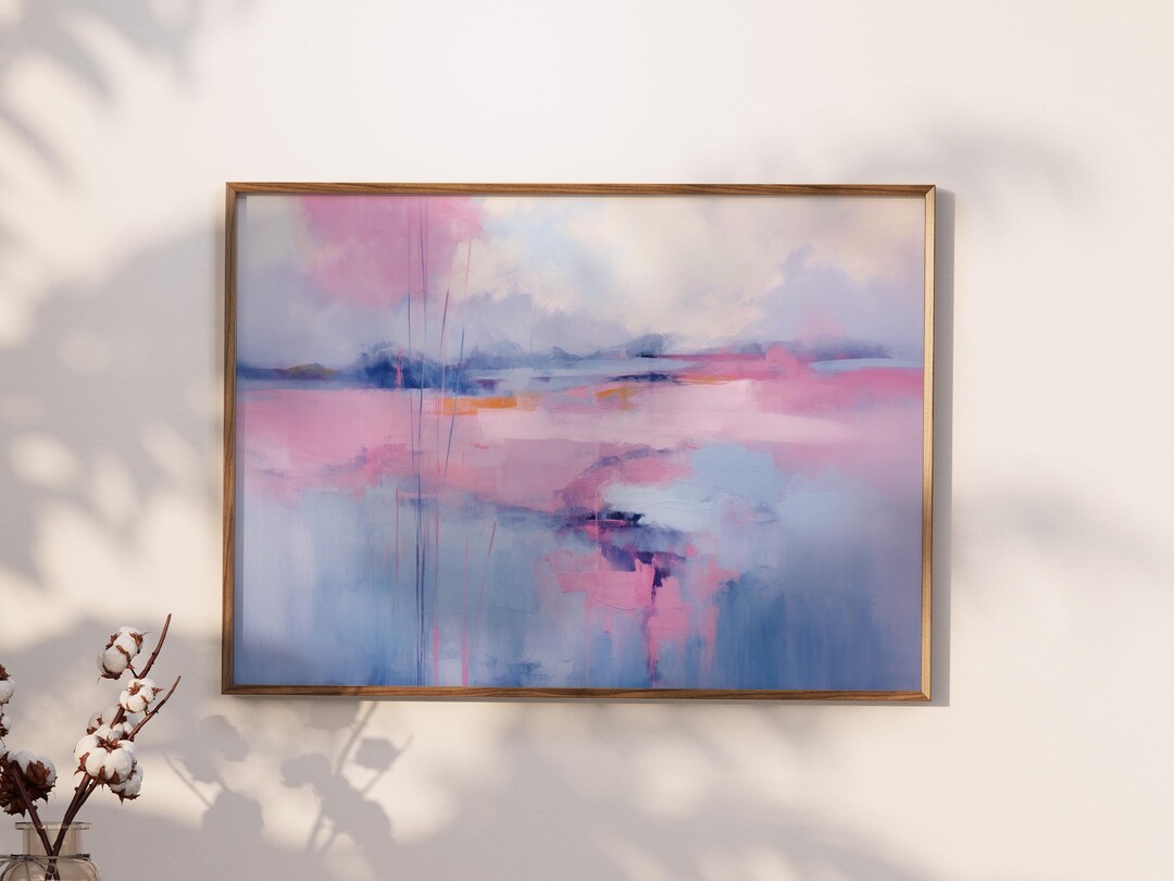 Landscape Art Print, Pastel Abstract Wall Decor, Serene Nature Matte ...