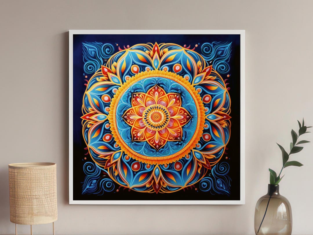 Vibrant Intricate Mandala Art Print, Calming Spiritual Wall Decor ...