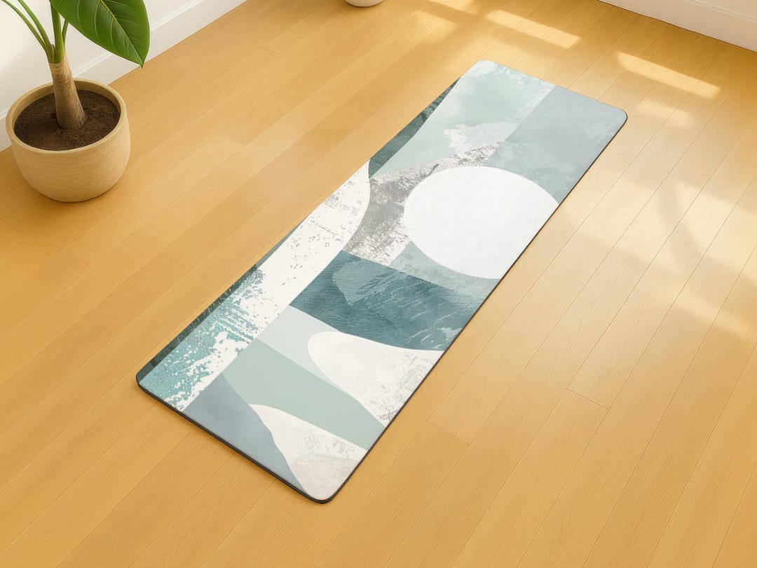 Scandinavian Yoga Mat, Minimalist Geometric Art, Nordic Landscape ...