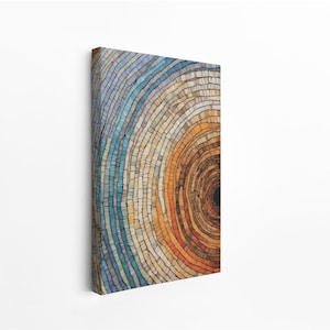 Tree Ring Canvas Painting, Original Art on Canvas, Tree Ring Art ...
