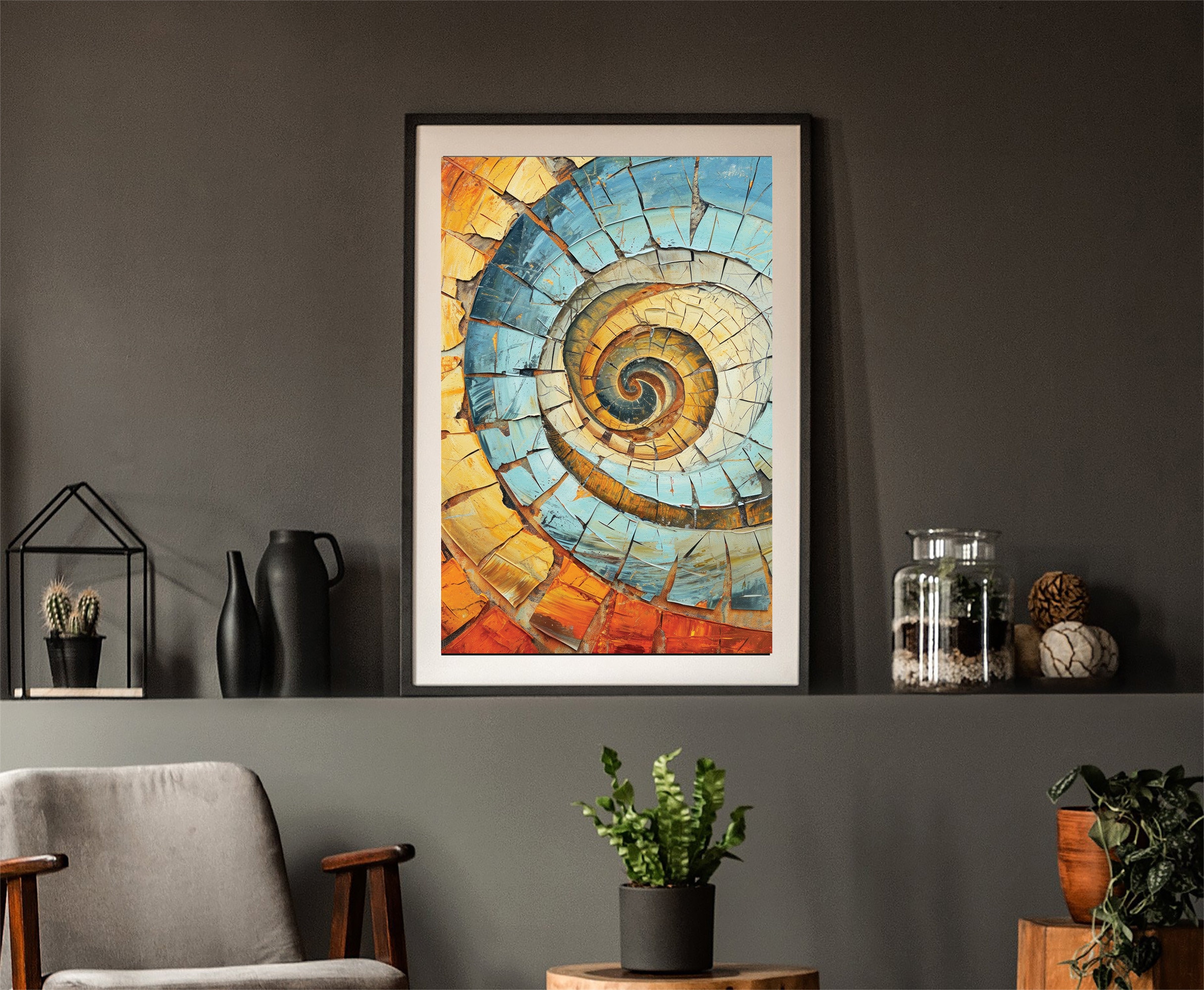 Wood Spiral Abstract Art, Wood Mosaic Wall Art, Modern Abstract ...