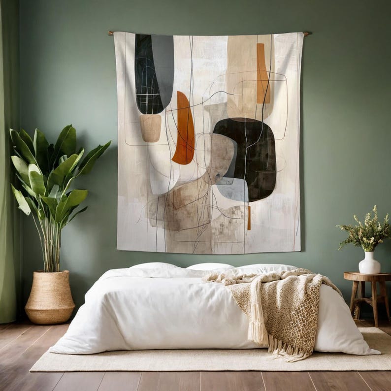 Japandi Tapestry Art, Minimalist Japanese Decor, Scandinavian, Wall ...