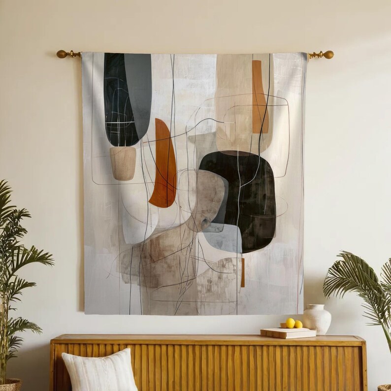 Japandi Tapestry Art, Minimalist Japanese Decor, Scandinavian, Wall ...