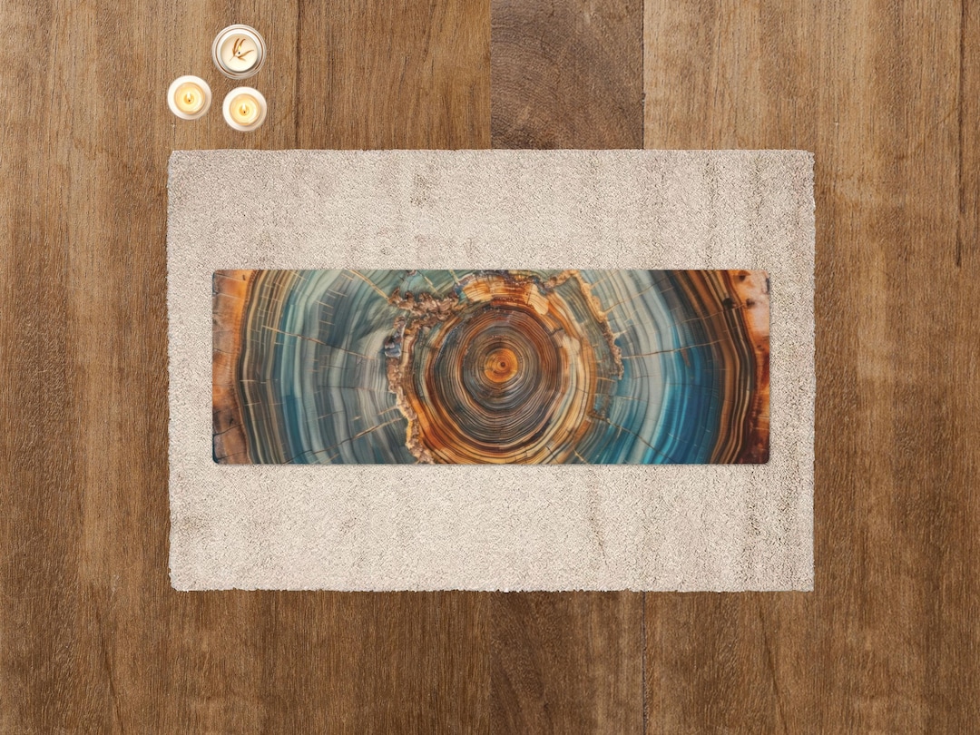 Wilderness Yoga Mat, Calming Nordic Tree Ring Art, Inspiring Forest ...