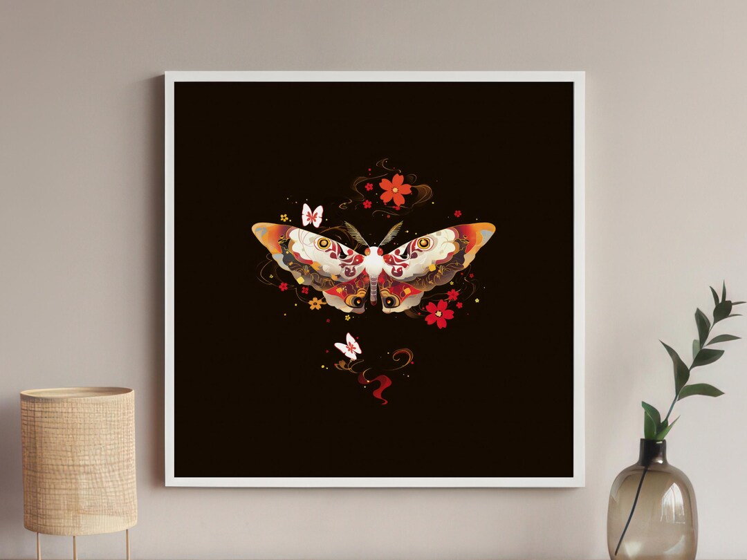 Japanese Art, Japanese Moth Wall Art, Japan Yokai Art, Japanese Wall ...