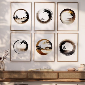 Set of 6 Zen Circles, Zen Wall Art, Minimalist Zen Wall Decor ...
