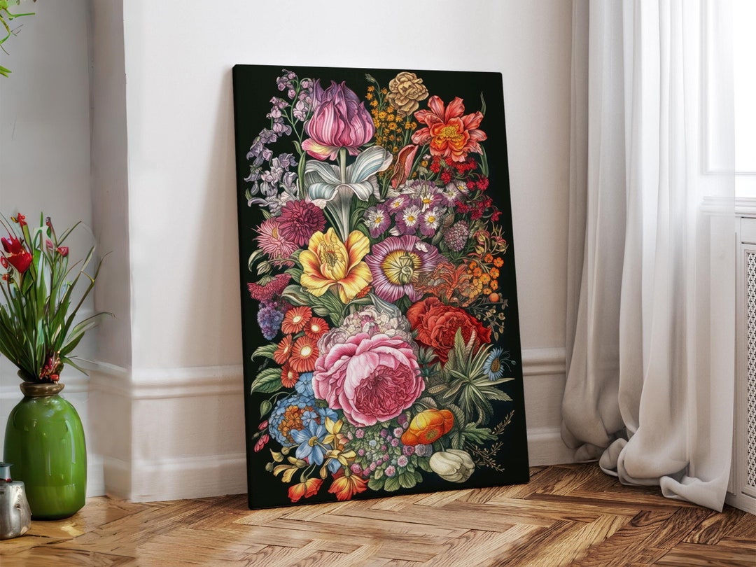 Botanical Canvas Painting, Floral Canvas Painting, Original Art on ...