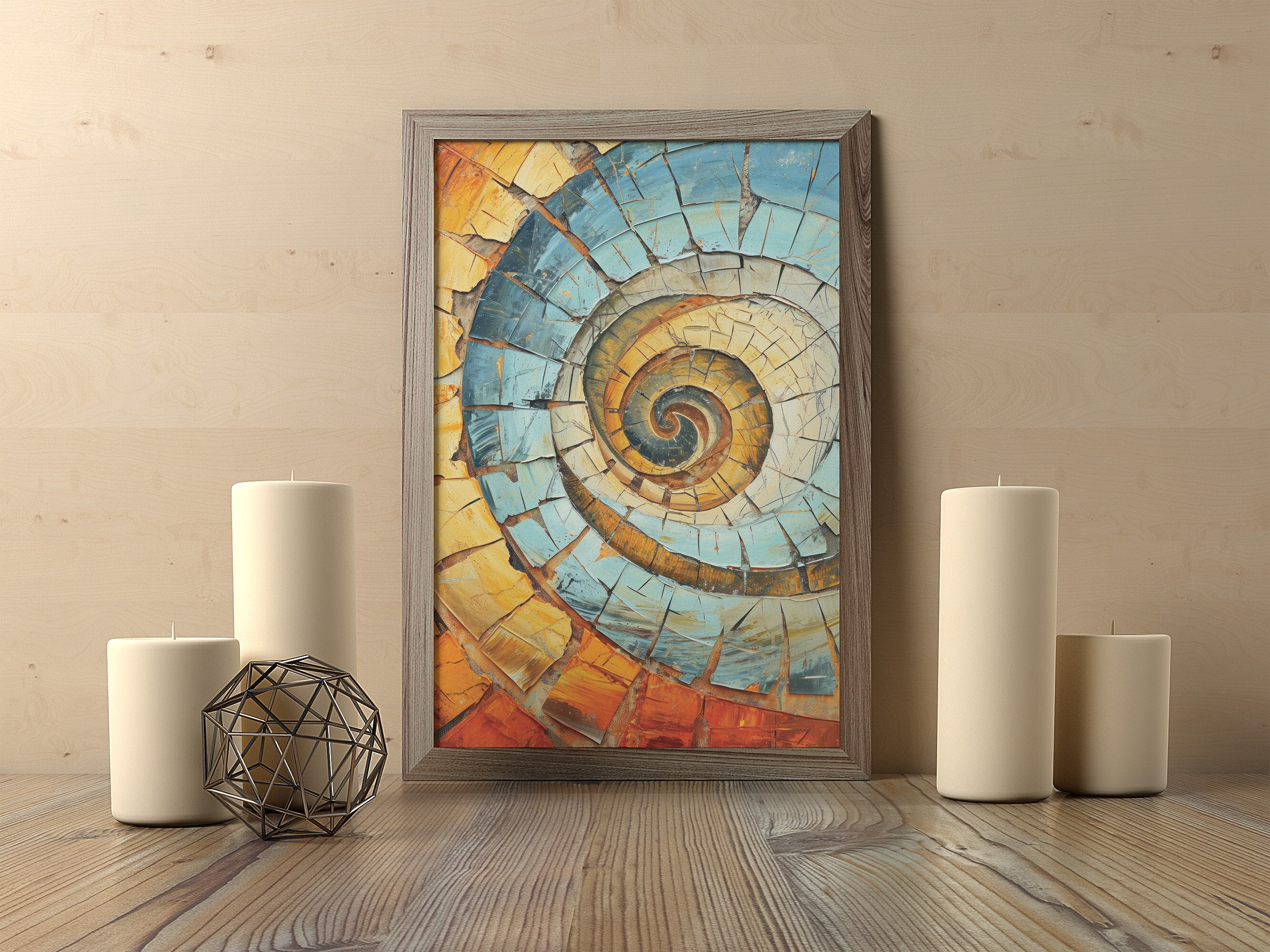 Wood Spiral Abstract Art, Wood Mosaic Wall Art, Modern Abstract ...