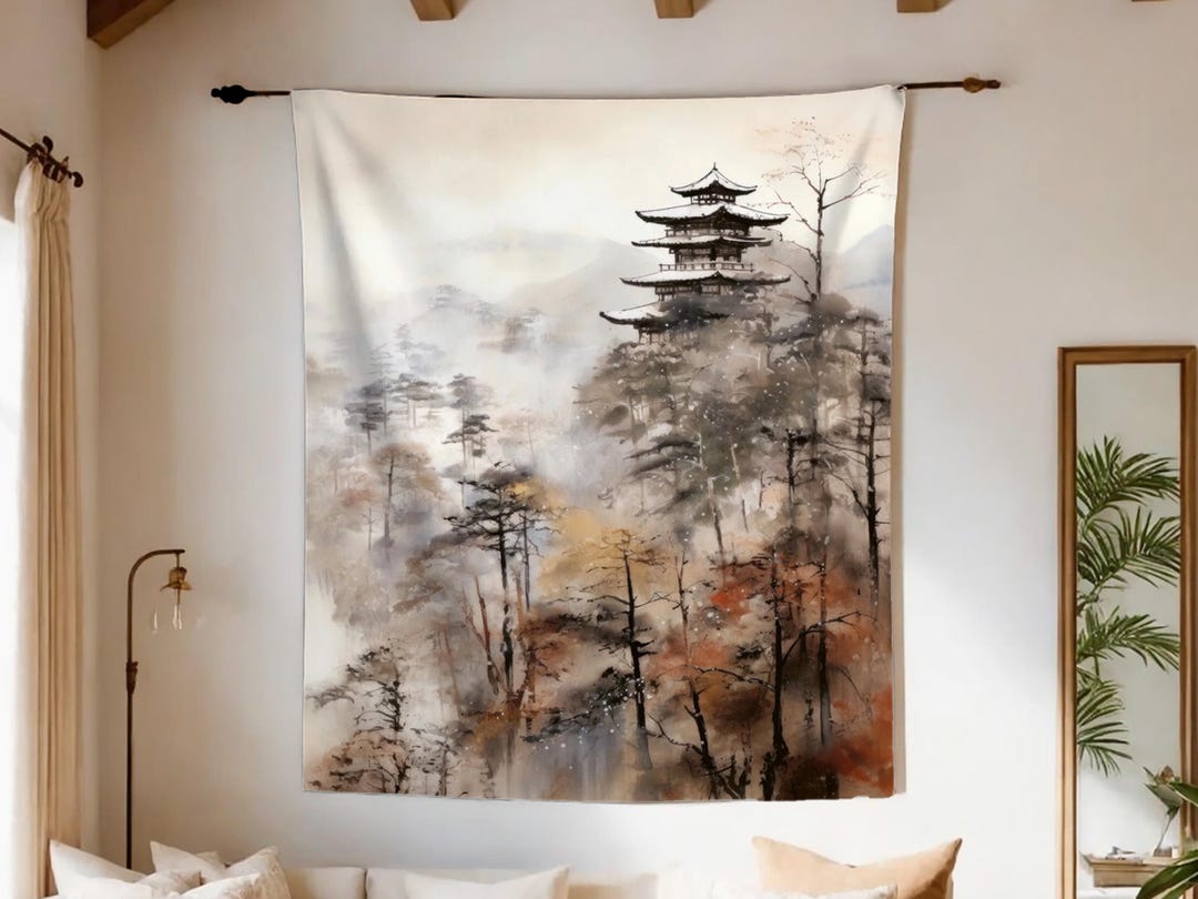 Japanese Tapestry, Original Art on Tapestry, Japandi Wall Hanging ...