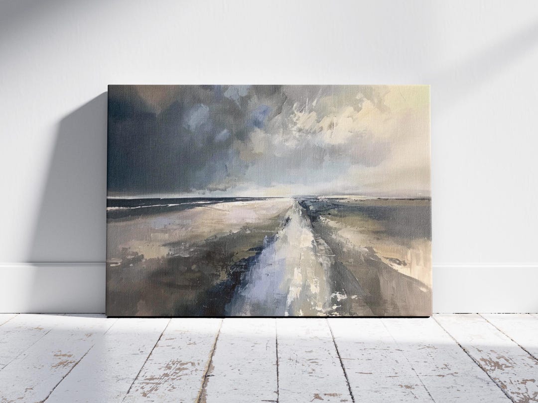 Ready to Hang Nordic Shoreline Art, Abstract Canvas for Office Decor ...