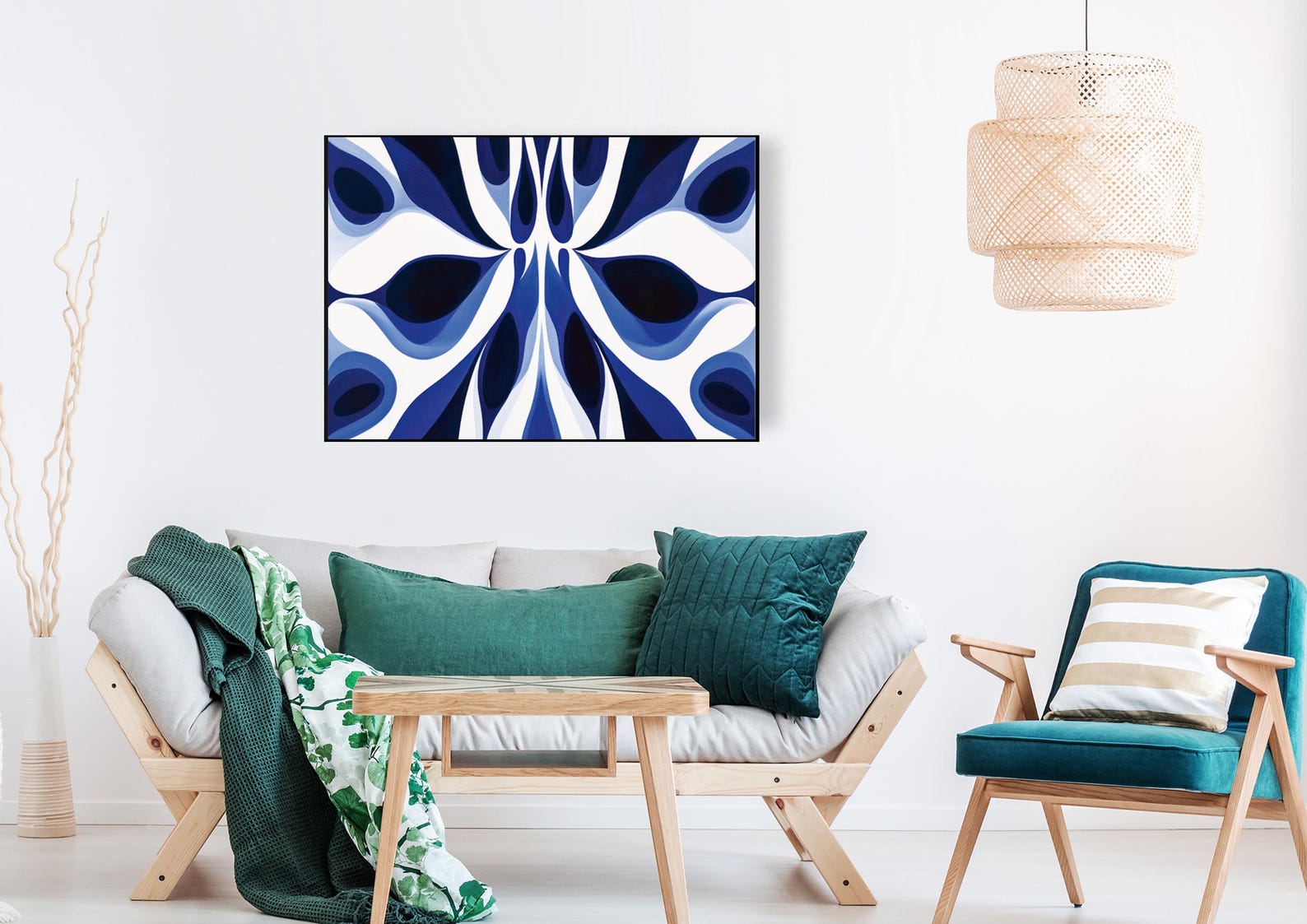 Bold High Contrast Art, Dynamic Flowing Abstract Matte Paper Print ...
