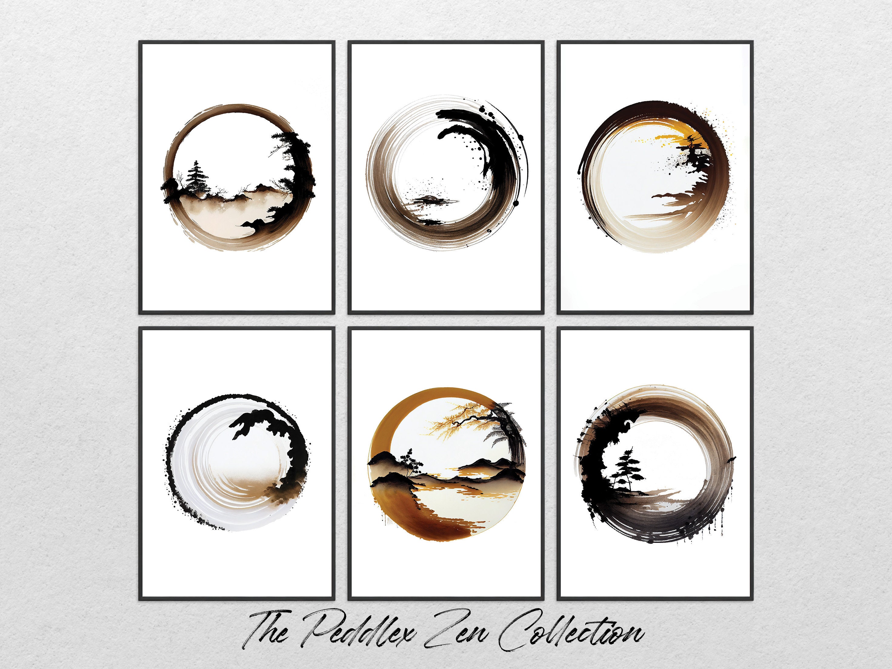 Set of 6 Zen Circles, Zen Wall Art, Minimalist Zen Wall Decor ...