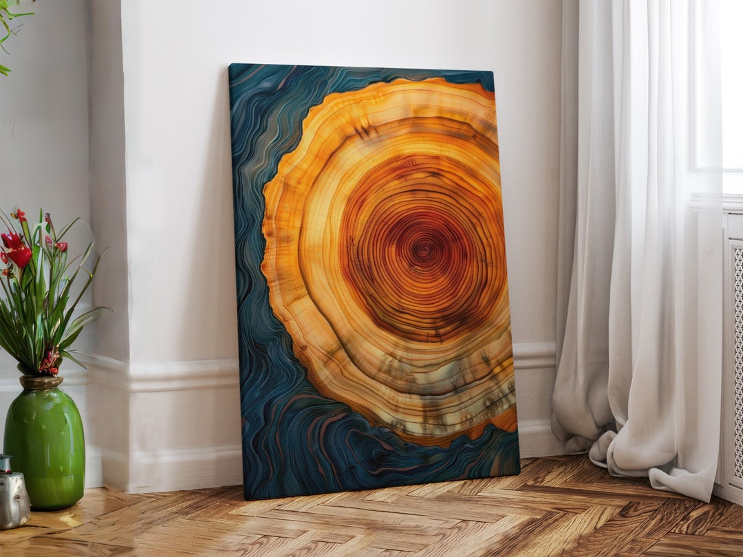 Tree Ring Canvas Painting, Original Art on Canvas, Tree Ring Art ...