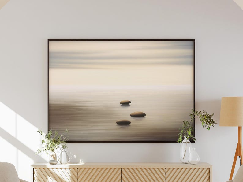 Calming Ambiance Art, Stress Relief Decor, Tranquil Water Landscape ...