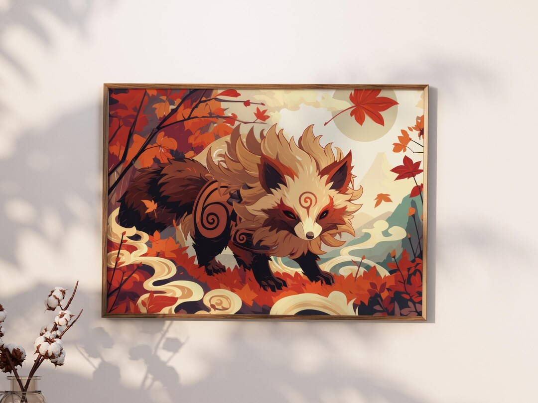 Japanese Art, Printed Original Art, Tanuki Wall Art, Japanese Yokai ...