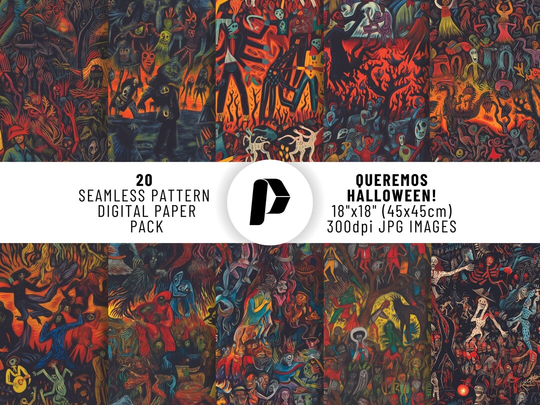 Halloween Digital Paper, Halloween Digital Bundle, Halloween Seamless ...