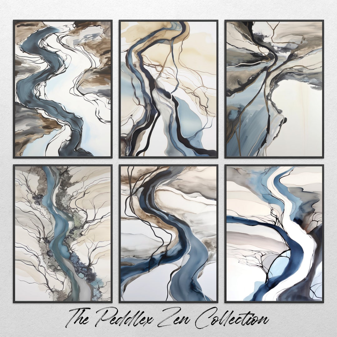 Set of 6 Zen Paintings Zen Wall Art Minimalist Zen Wall - Etsy