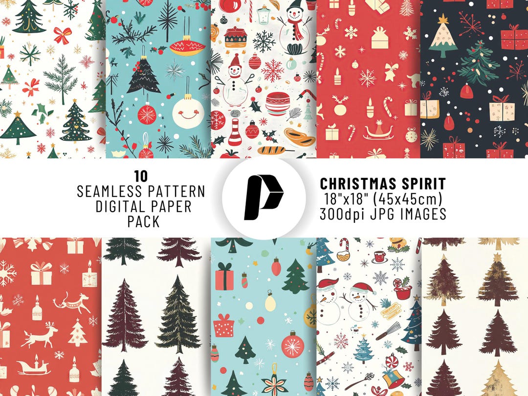 Christmas Seamless Pattern, Christmas Digital Paper, Christmas ...