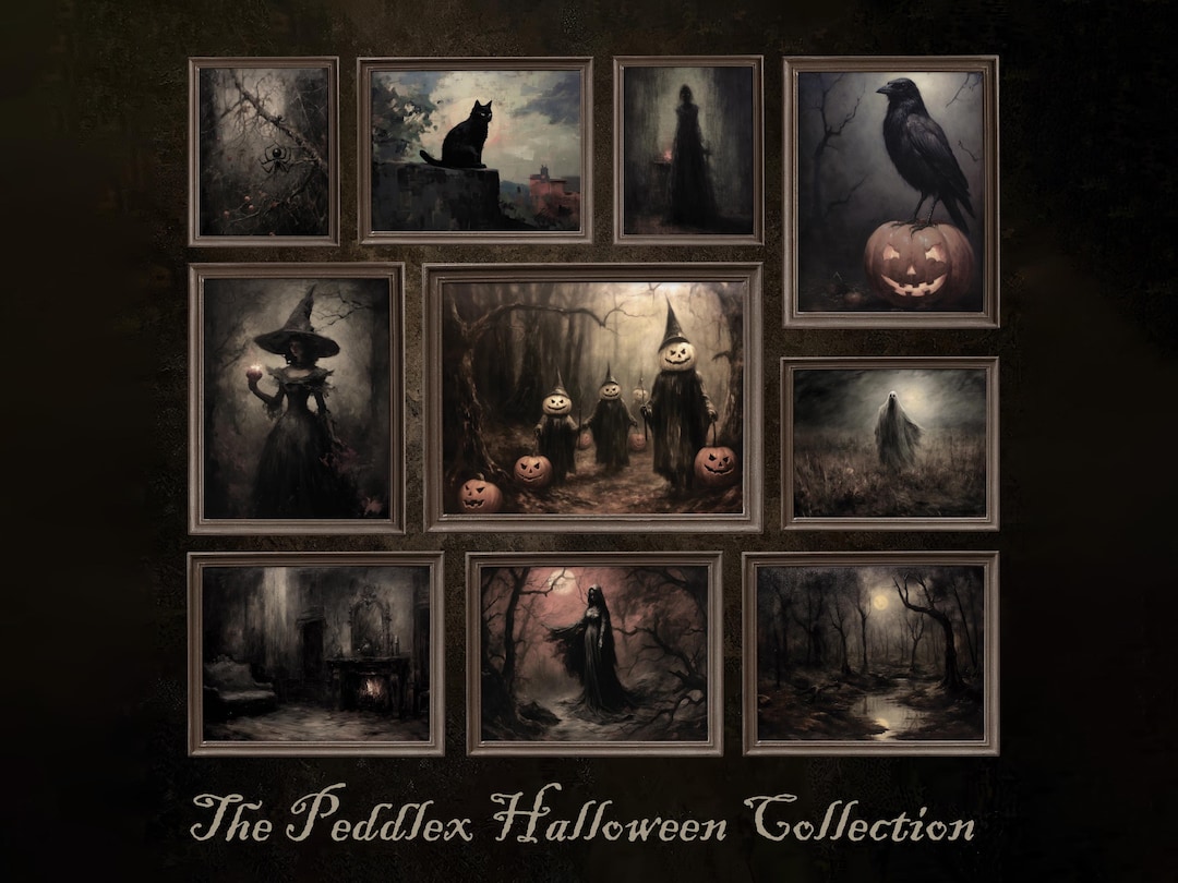 Halloween Art Collection, Halloween Gallery Wall, Set of 10 Art Prints ...