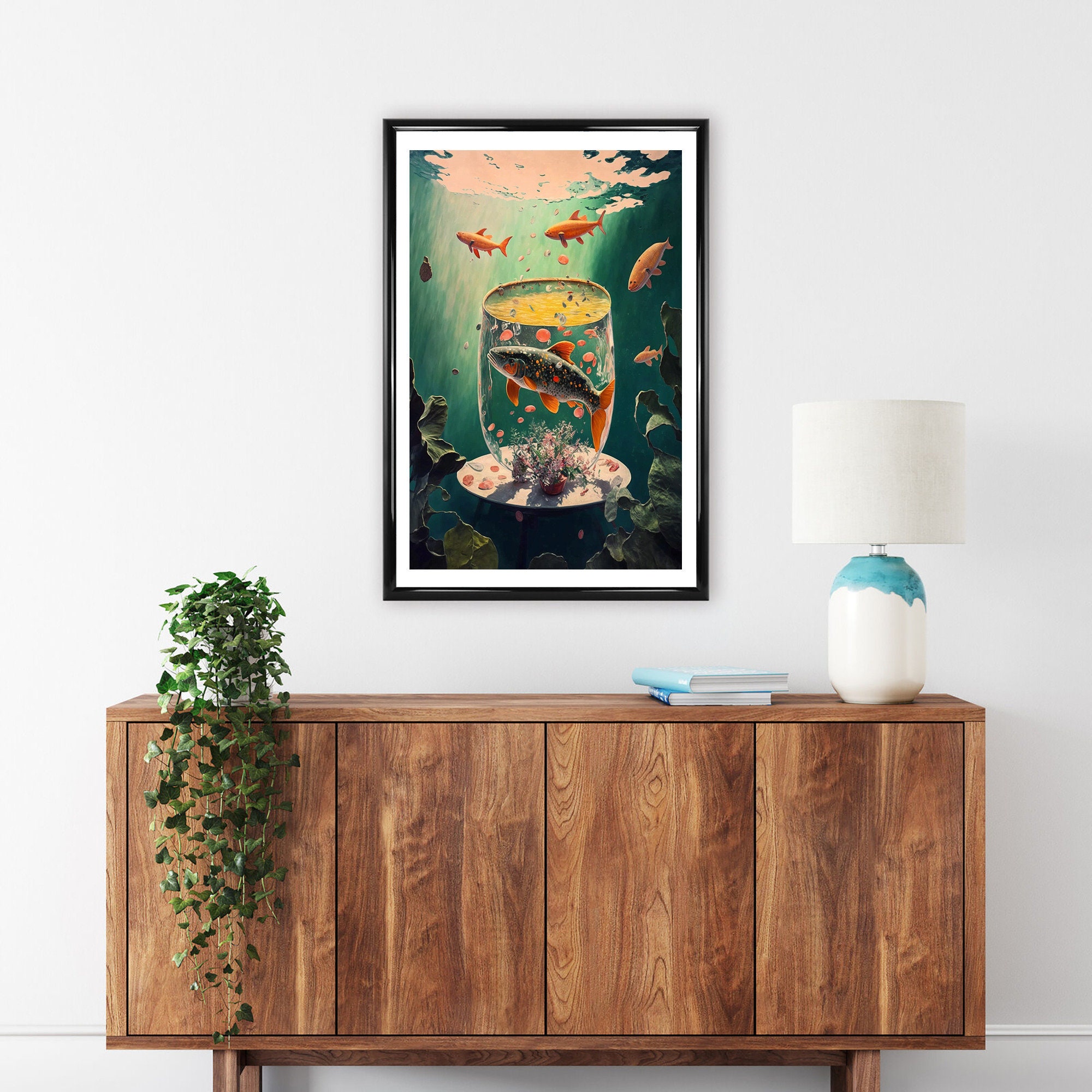 Fish Painting Fish Wall Decor Fish Art Surreal Fish Print - Etsy