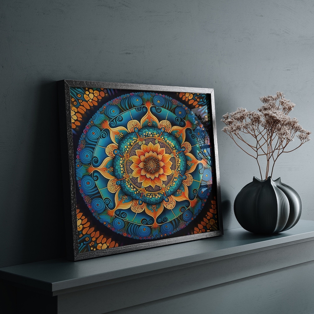 Mandala Framed Art, Framed Original Art, Spiritual Wall Art, Mandala ...