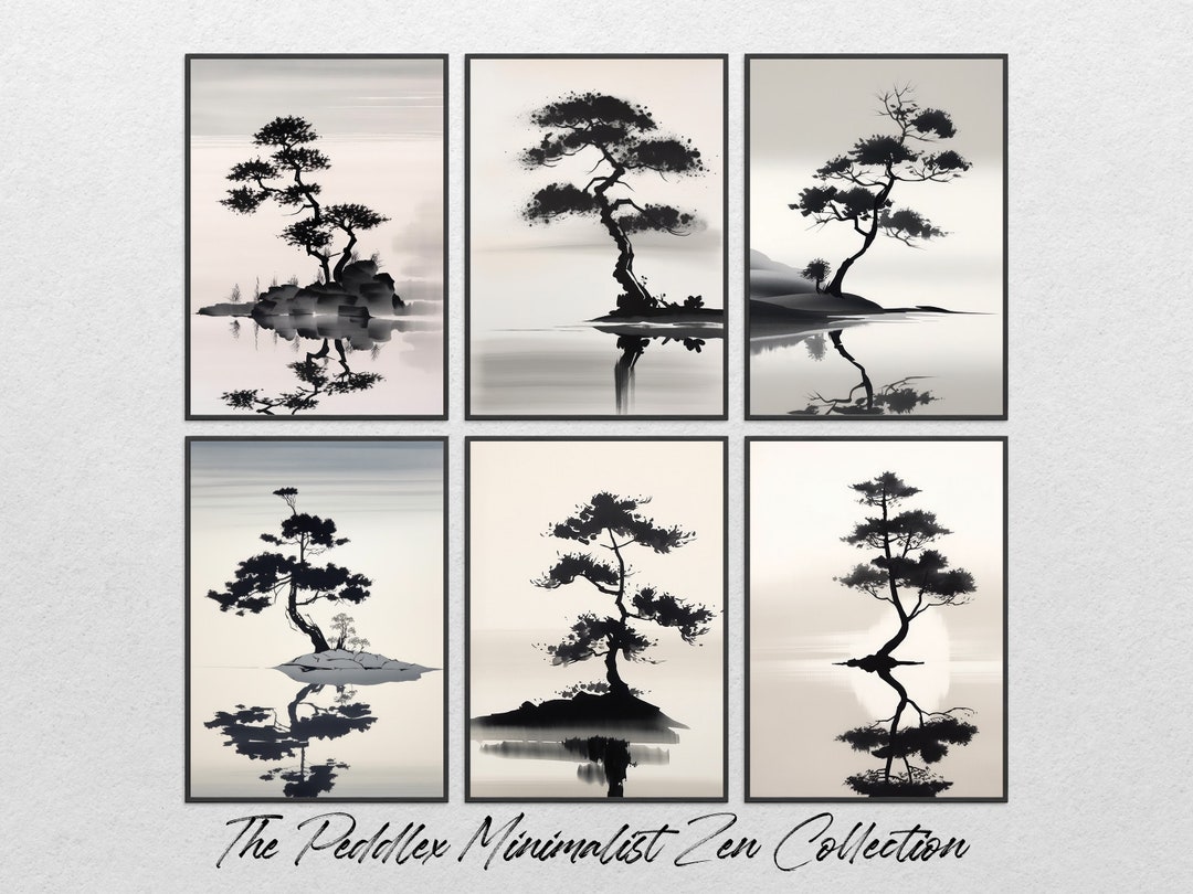 Set of 6 Zen Paintings, Zen Wall Art, Minimalist Zen Wall Decor ...