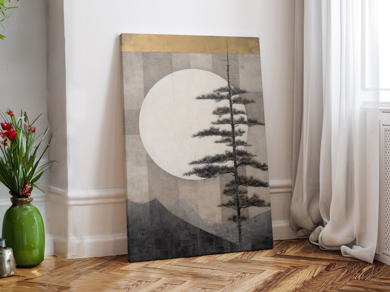 Japanese Canvas Painting, Original Art on Canvas, Japandi Wall Art ...