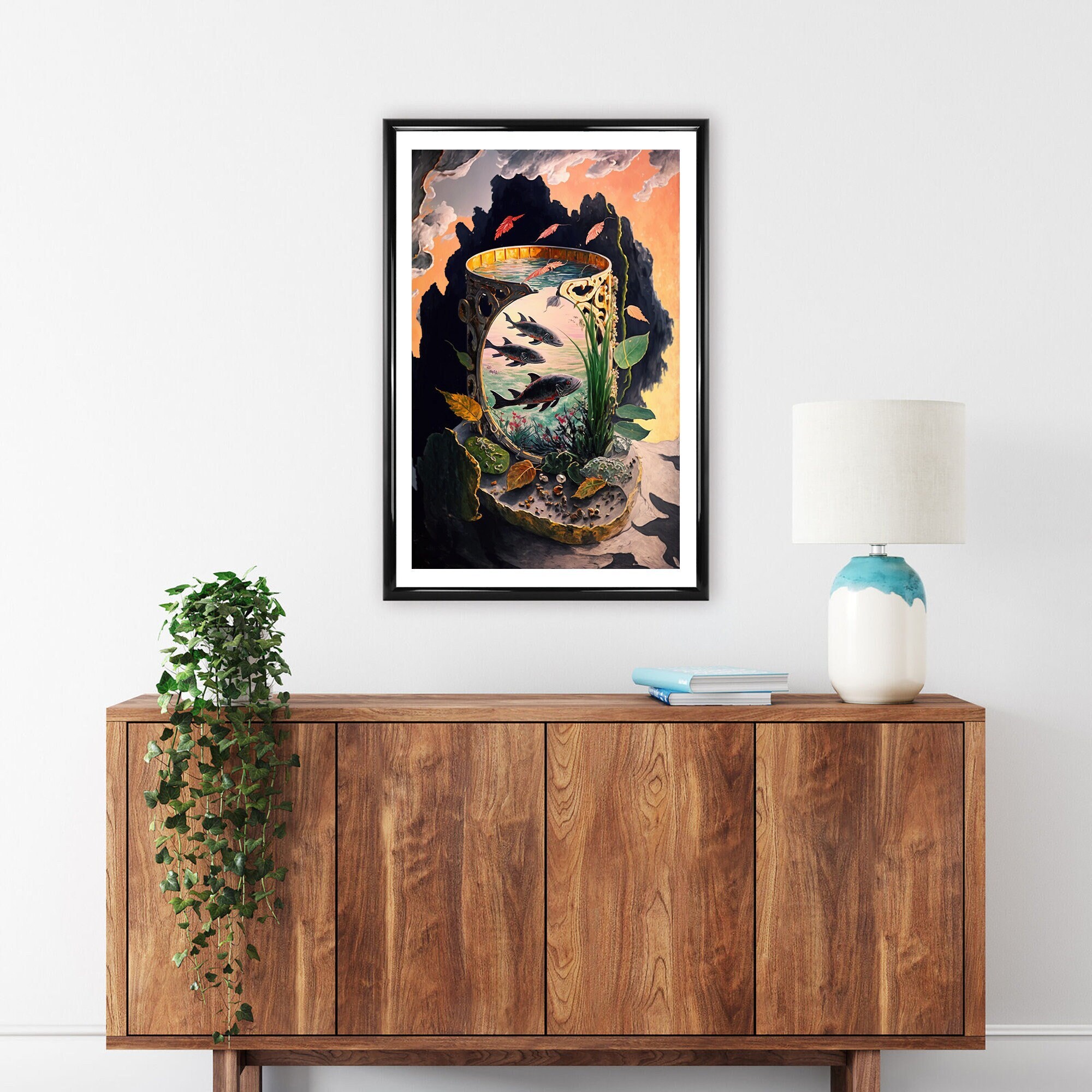 Surreal Art Fish Painting Fish Wall Decor Fish Art Surreal - Etsy