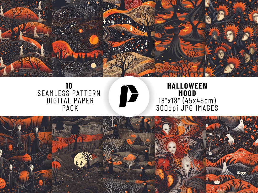 Halloween Seamless Pattern, Halloween Digital Paper, Halloween ...