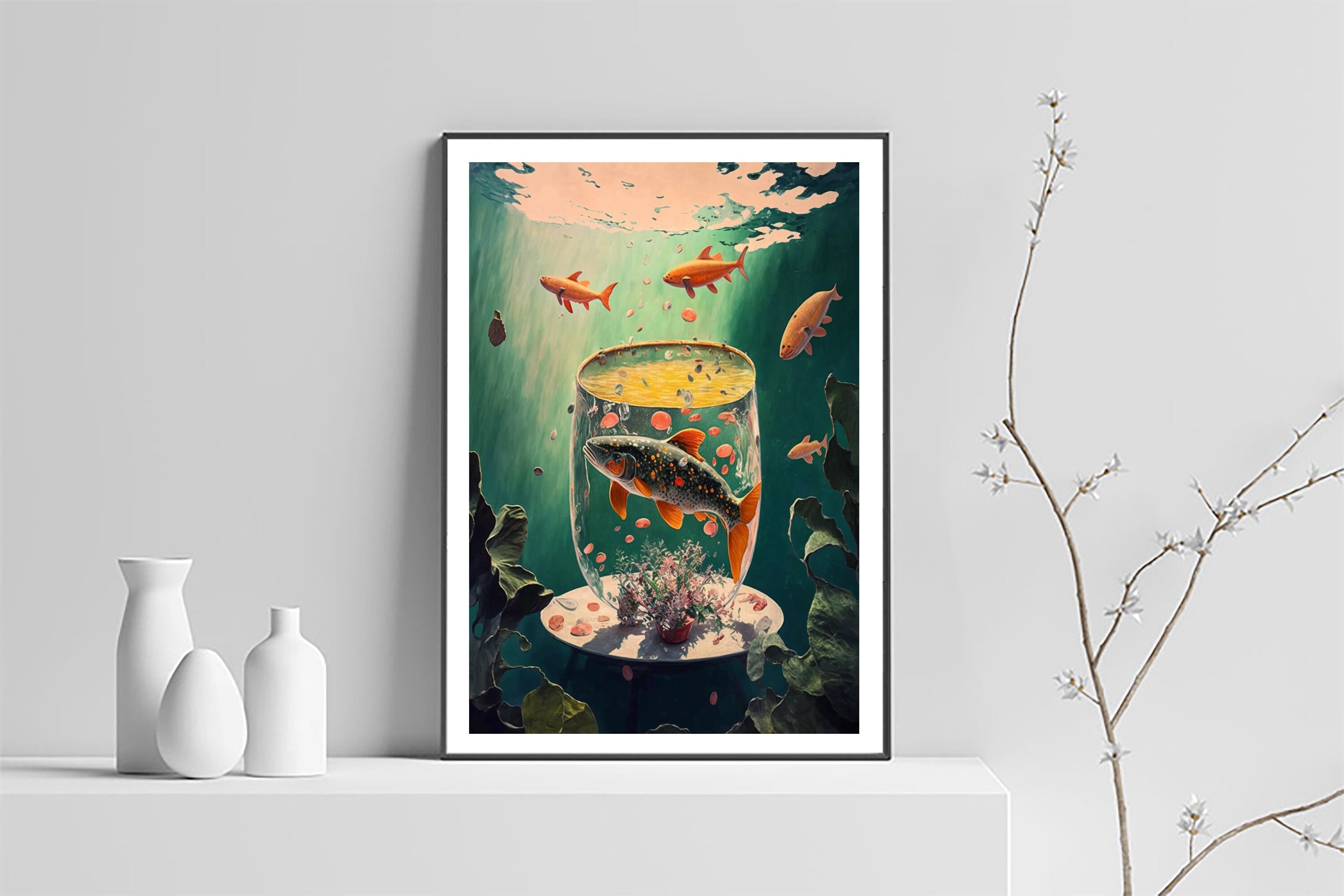 Fish Painting Fish Wall Decor Fish Art Surreal Fish Print - Etsy