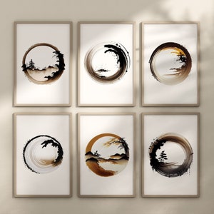 Set of 6 Zen Circles, Zen Wall Art, Minimalist Zen Wall Decor ...
