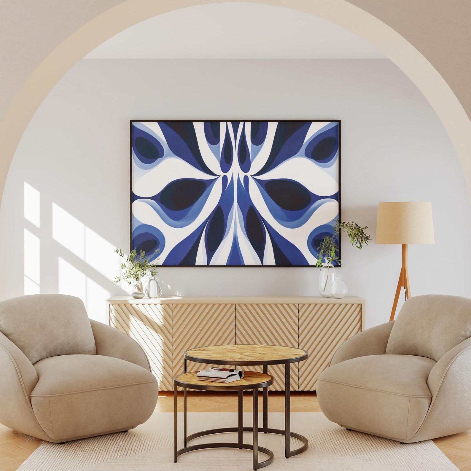Bold High Contrast Art, Dynamic Flowing Abstract Matte Paper Print ...
