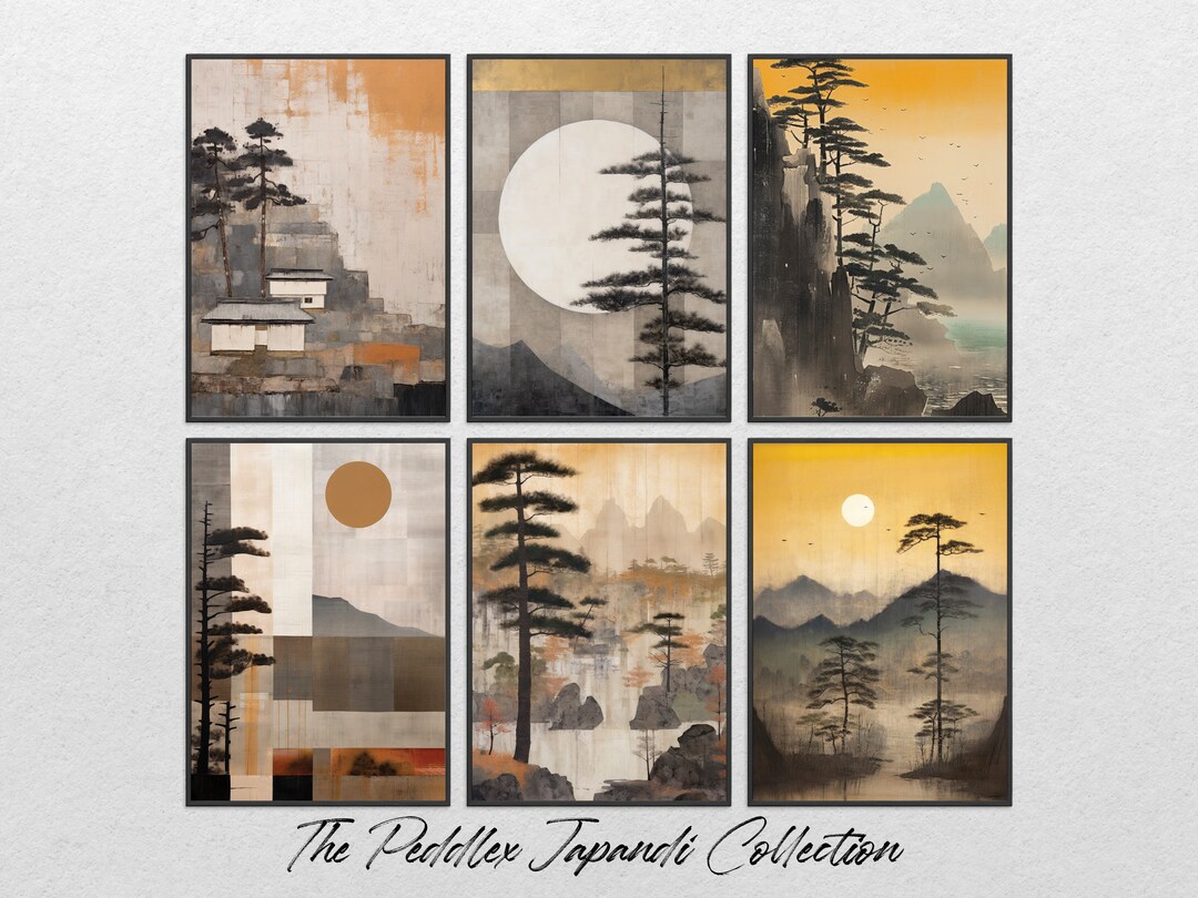 6er Set Japandi Wandkunst, Zen Wandkunst, japanische Kunst, Japandi Decor, Japandi Kunst, Zen ...