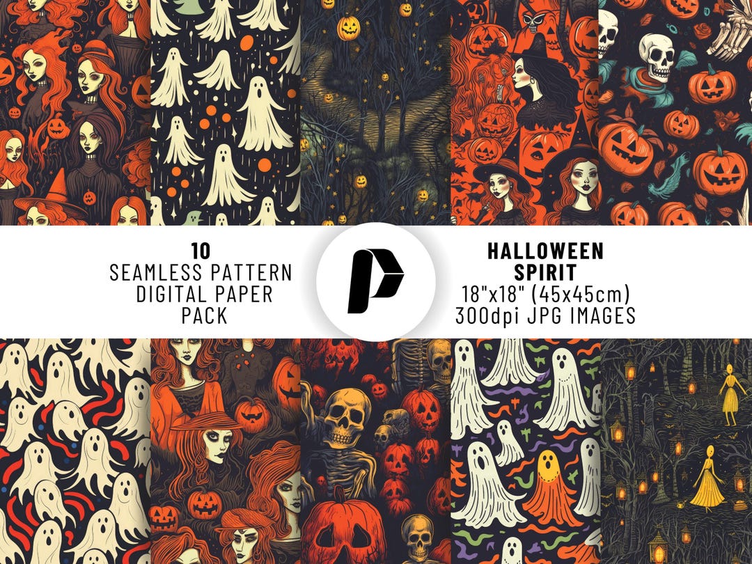 Halloween Digital Paper, Halloween Seamless Pattern, Halloween ...