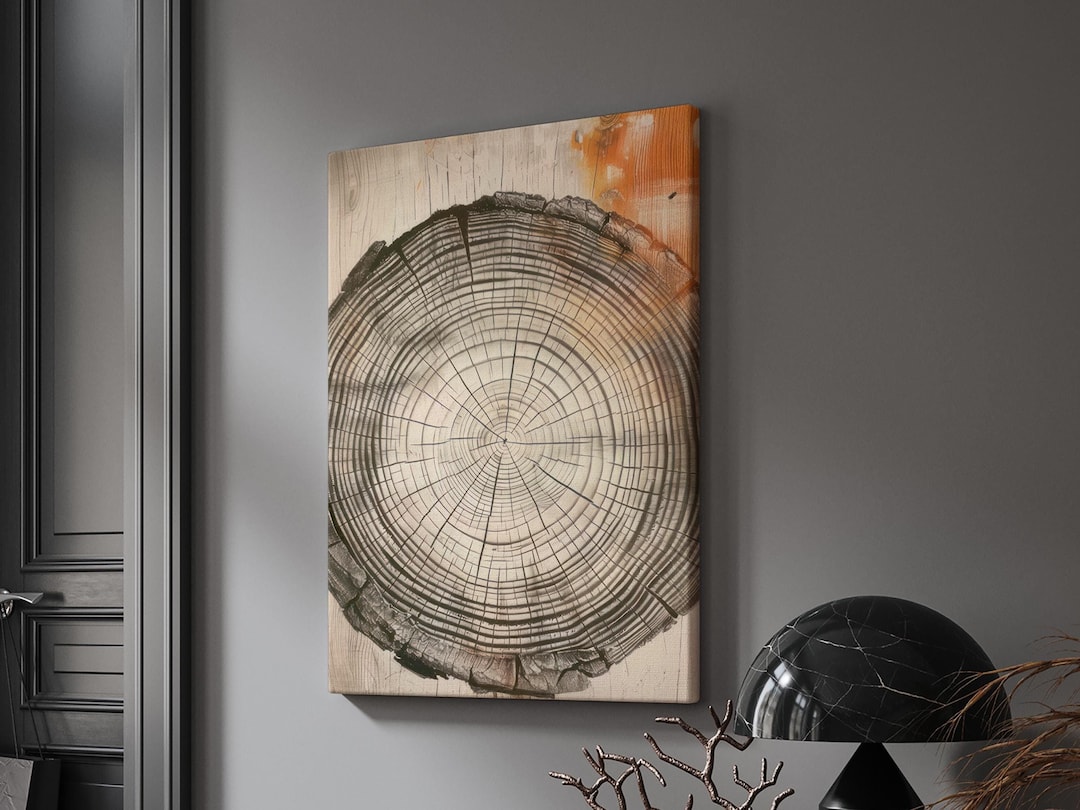 Tree Ring Canvas Painting, Wood Abstract Wall Art, Original Art on ...