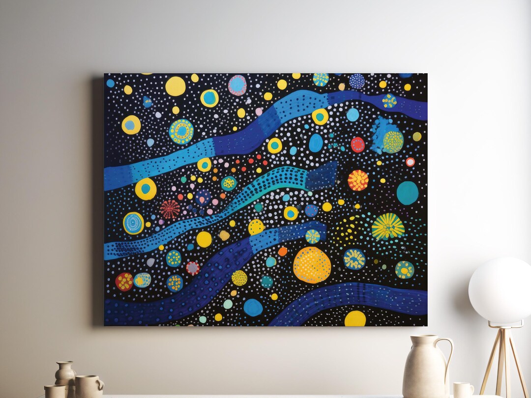 Modern Underwater Canvas, Landscape Wall Art, Vibrant Polka Dot Ocean ...