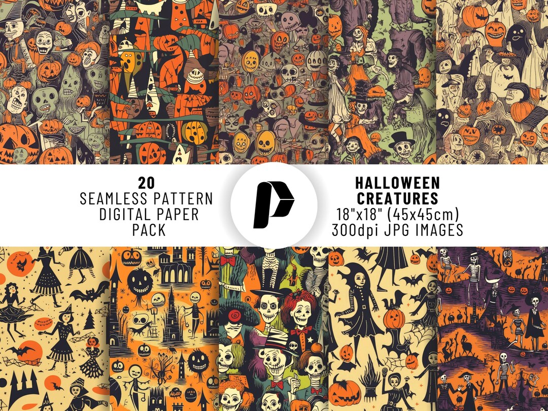 Halloween Digital Paper, Halloween Prints, Halloween Seamless Pattern ...