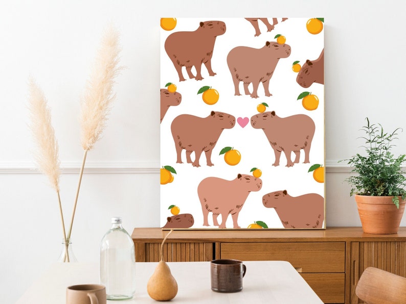 Capybara Poster, Cartoon Animal Digital Download, Kapybara Birthday ...