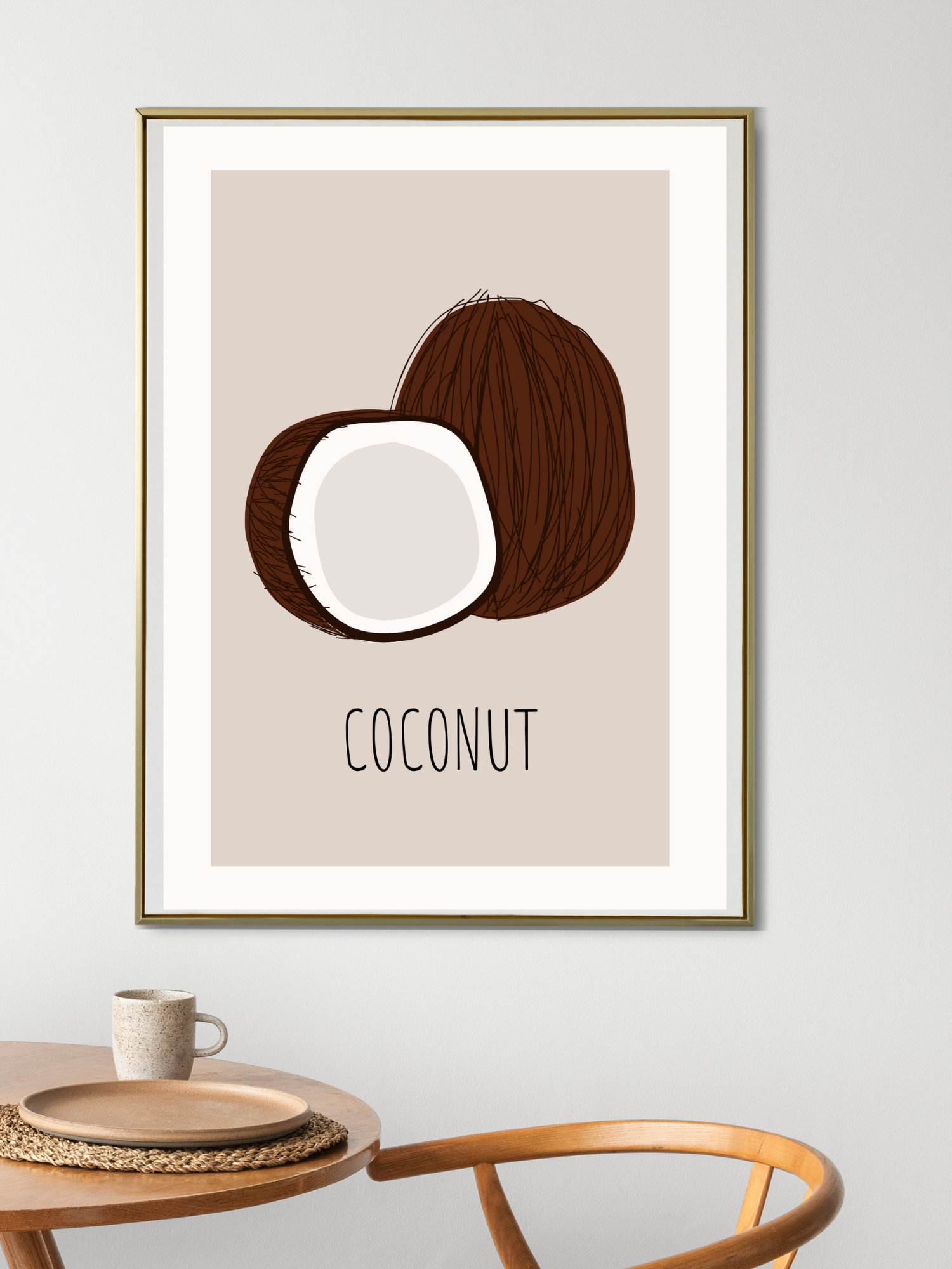 Coconut Wall Art Print, Coconut Art, Tropical Fruit Kitchen Wall Art ...