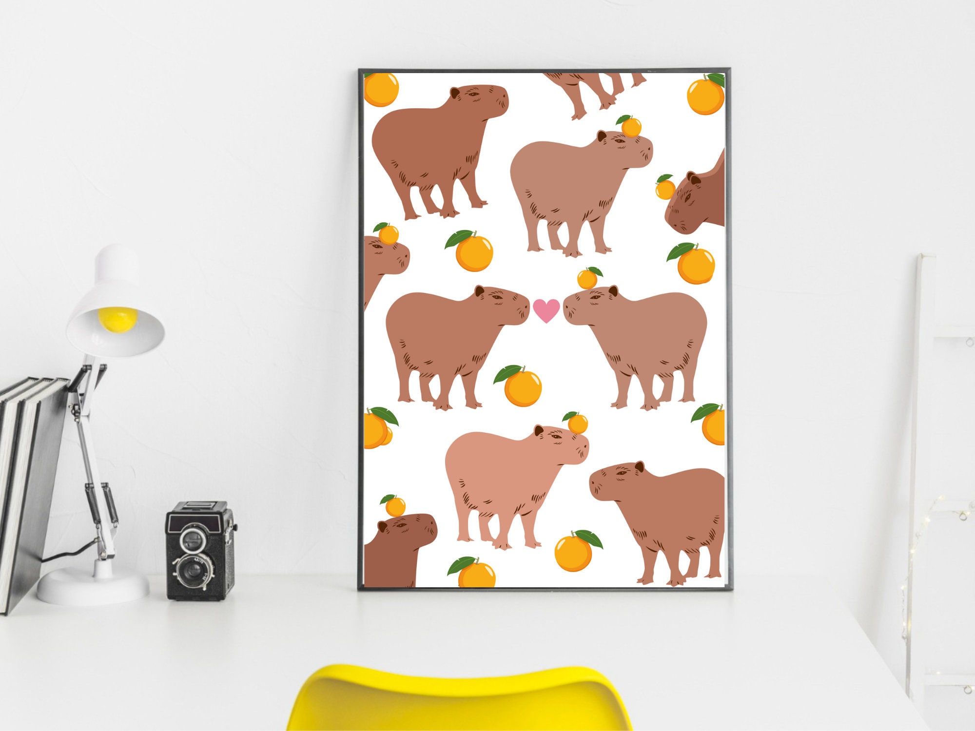 Capybara Poster, Cartoon Animal Digital Download, Kapybara Birthday ...