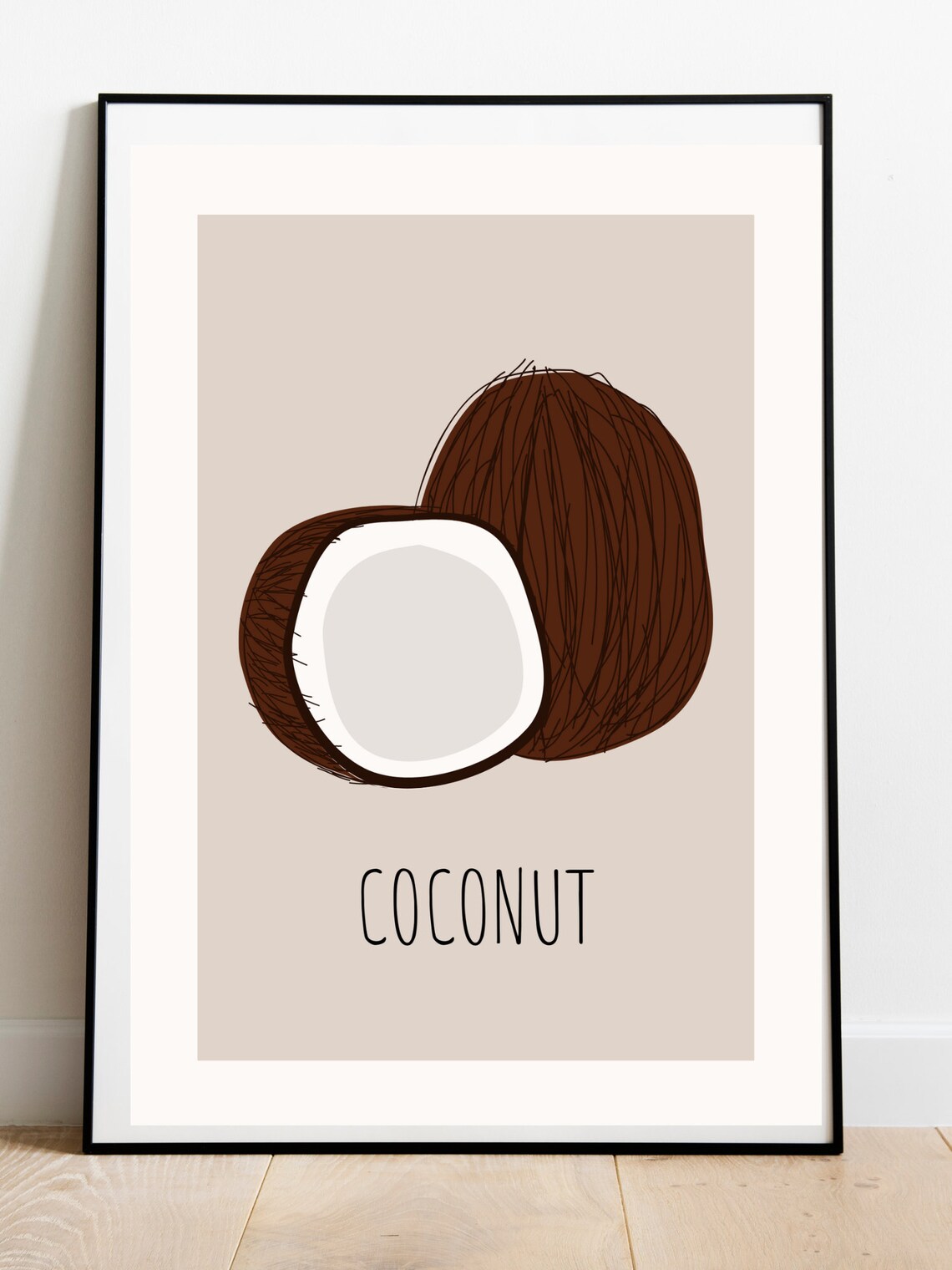Coconut Wall Art Print, Coconut Art, Tropical Fruit Kitchen Wall Art ...