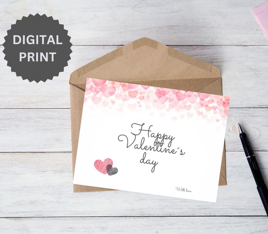 Printable Valentine Day Card, Downloadable Greeting Card, Cute Card ...